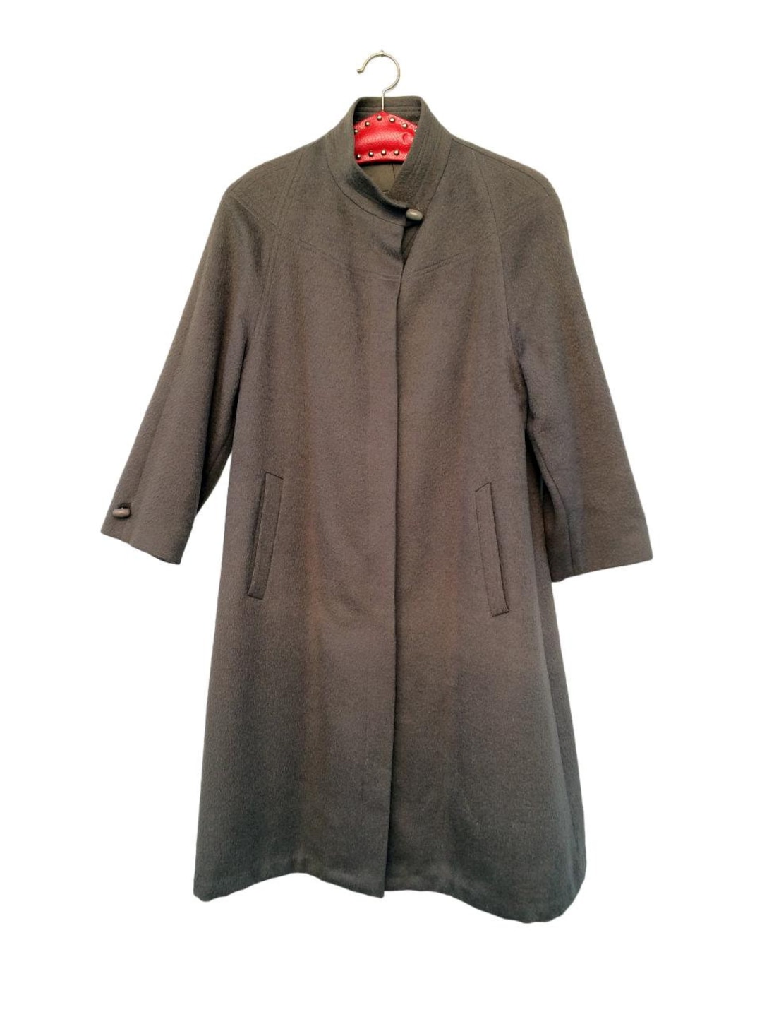 Vintage 1970s Women's Wool Coat Military Green Scandinavian Mod ...