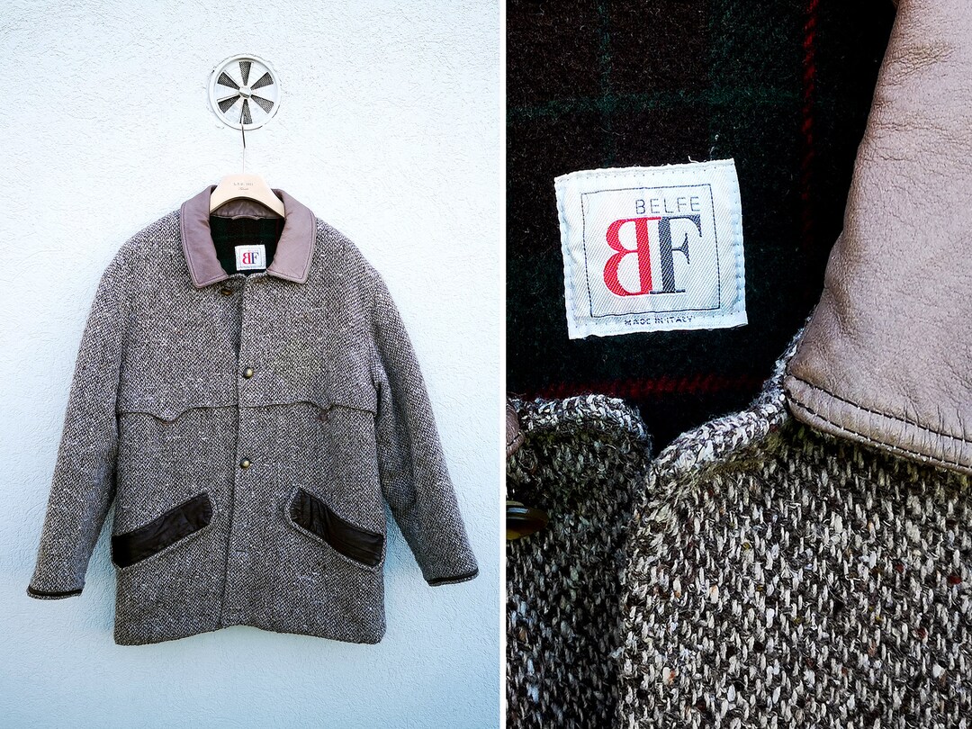Rare Vintage 80s BELFE Brown Speckled Winter Coat Women's Oversized ...