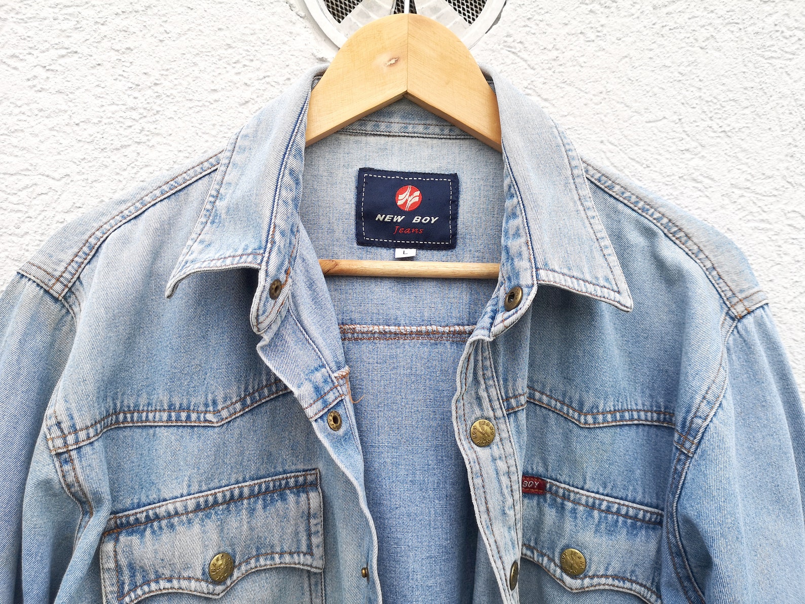 Vintage 90s Used Denim Shirt Large Regular Fit Blue Jeans Shirt for Men ...