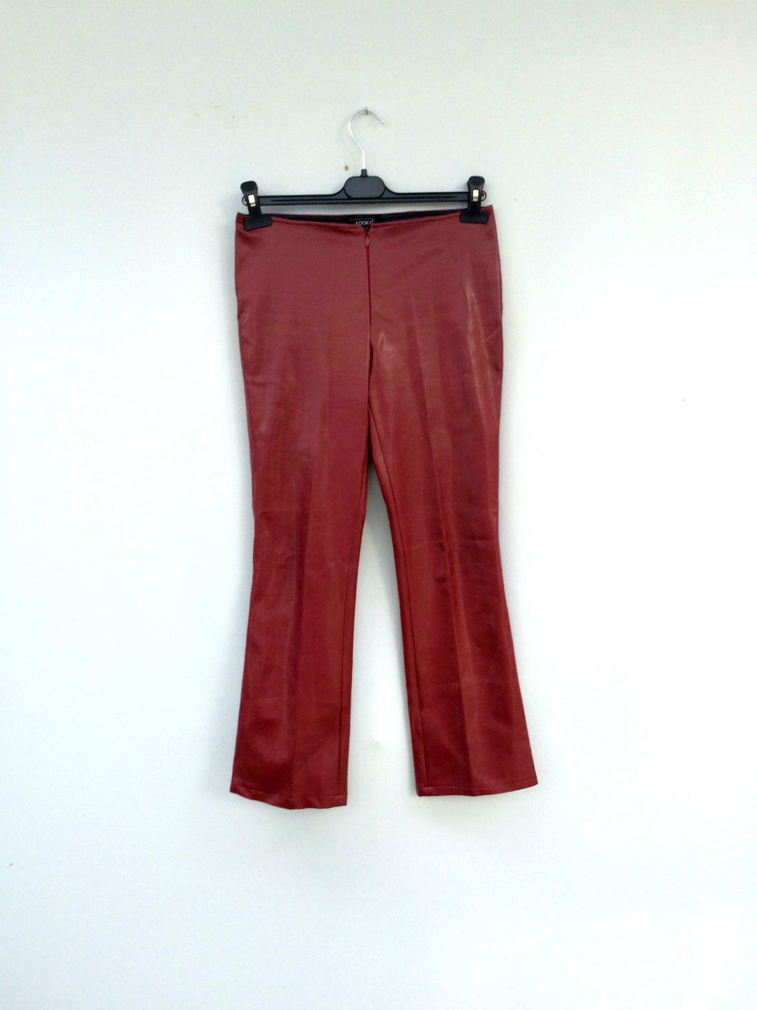 Vintage KOOKAI Red PVC Pants Size 36 Vinyl Latex 90s Clubkids Wide Leg ...