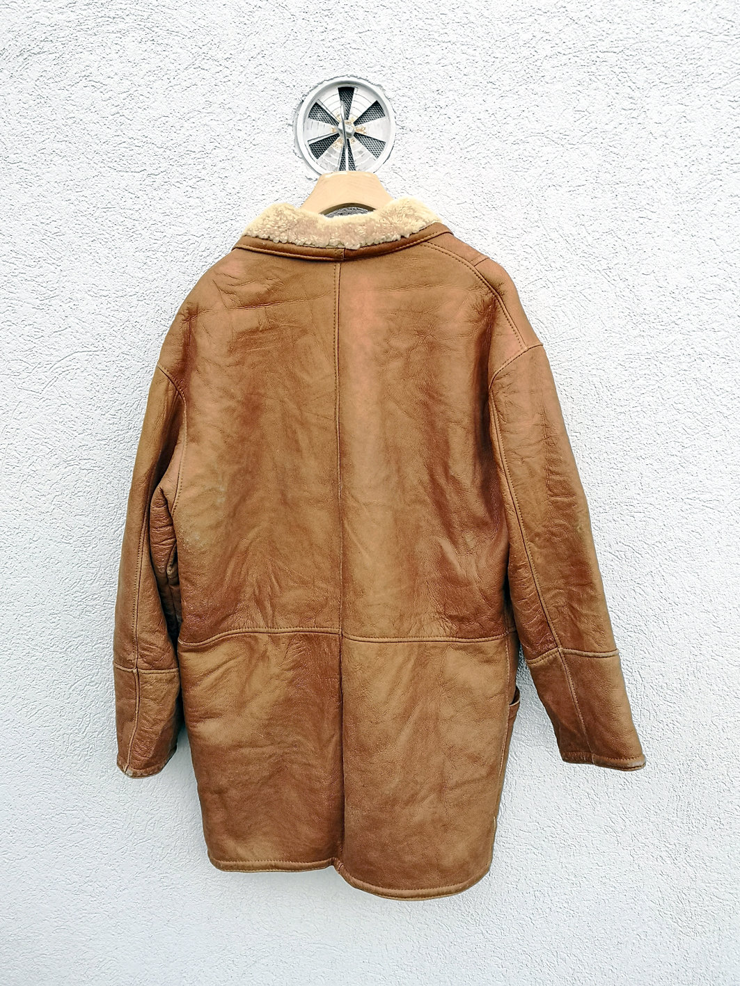 Vintage 80s Tan Leather Shearling Jacket BACCANTE Men's Sheepskin Coat ...