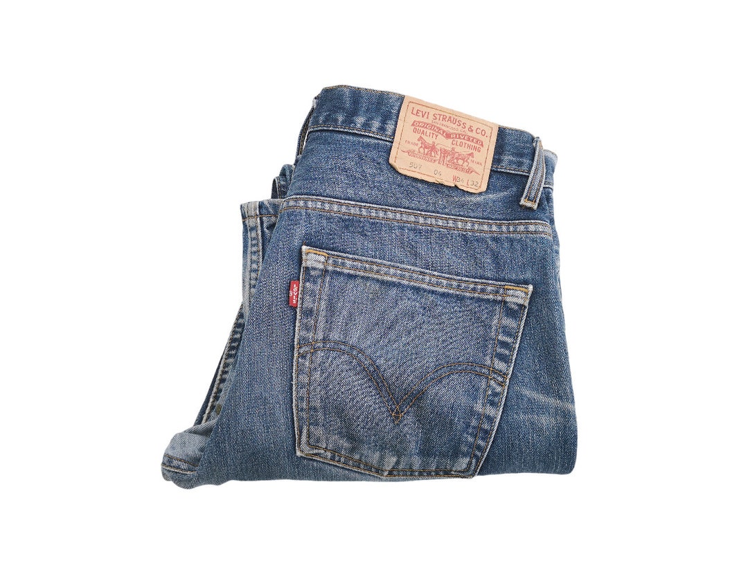 Men's Vintage Levis 507 Bootcut Jeans , Stonewashed Medium Blue ...