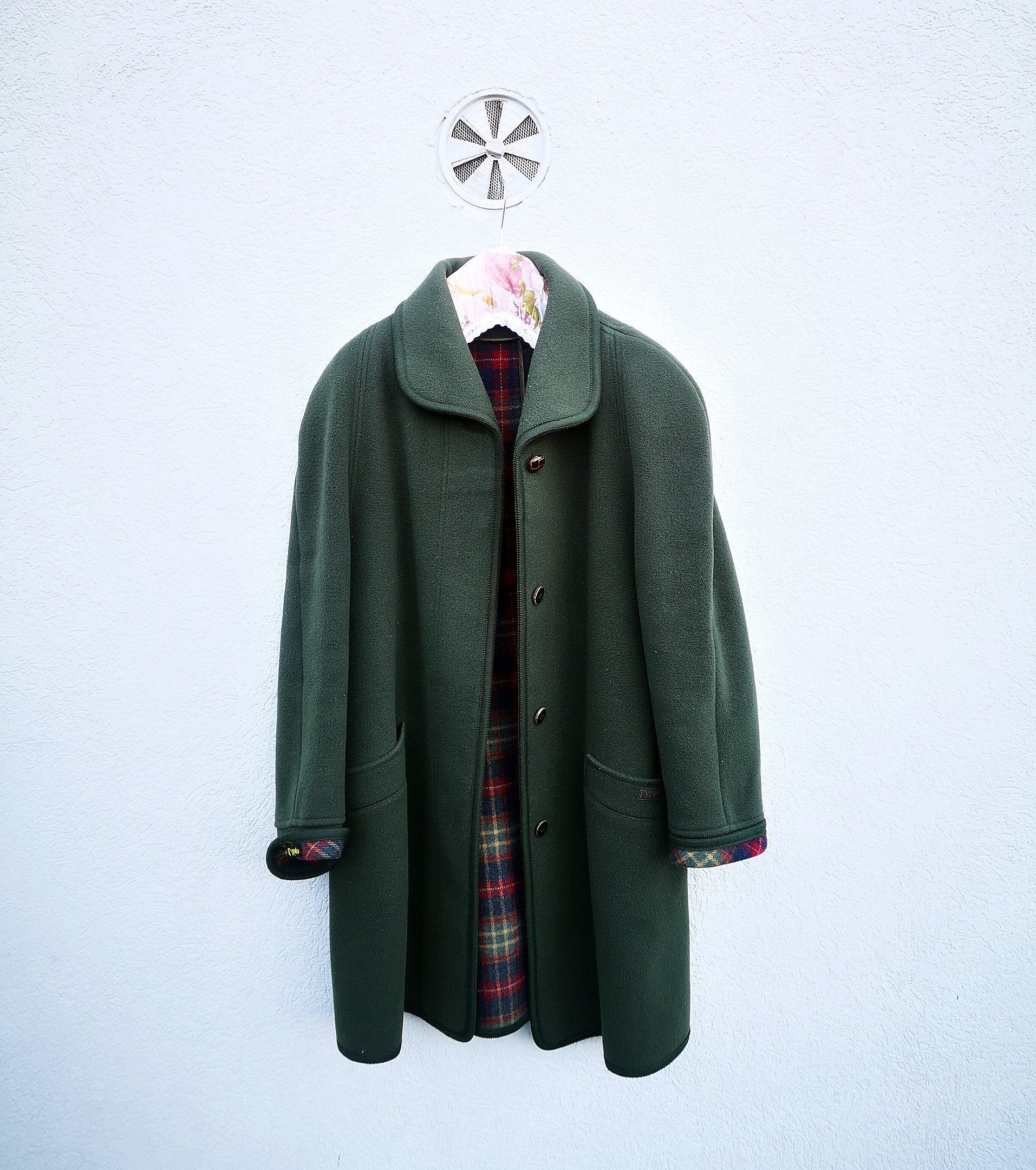 Vintage 70s DOLOMITEN Oversized Wool Coat Austrian Vintage Olive Green ...