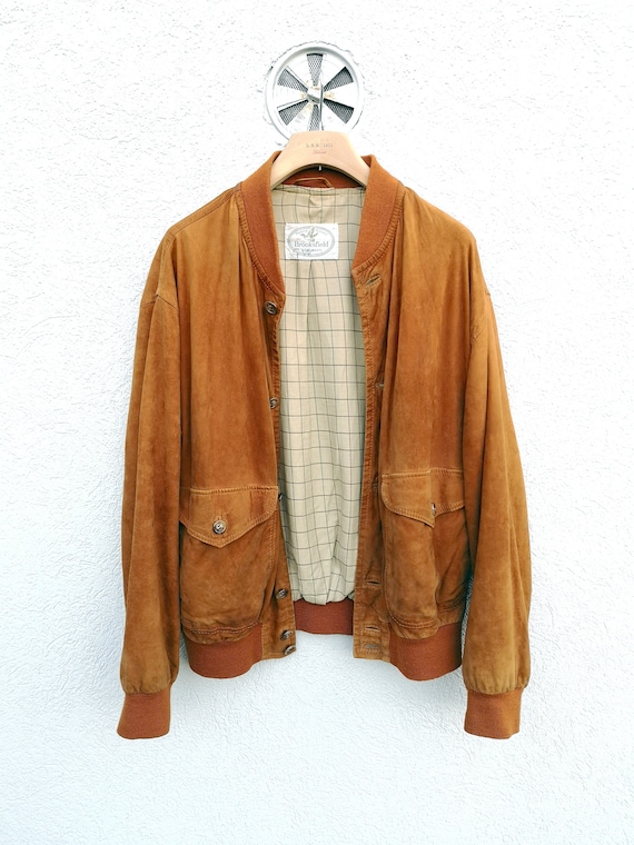 Vintage Brooksfield Men's Suede Bomber Jacket , Tan … - Gem