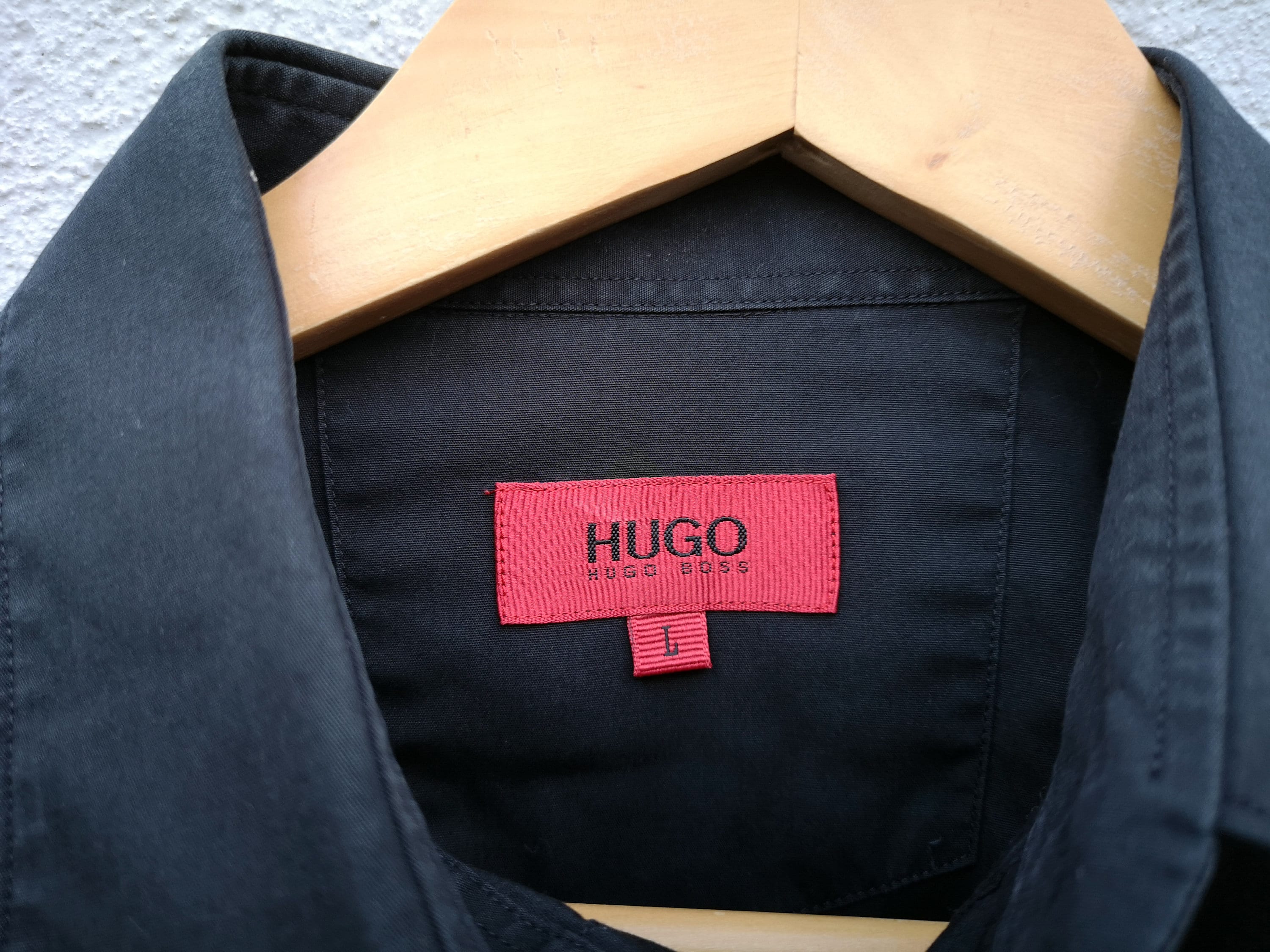 Men's Vintage HUGO BOSS Red Label Black Elegant Dress Shirt Size Large ...