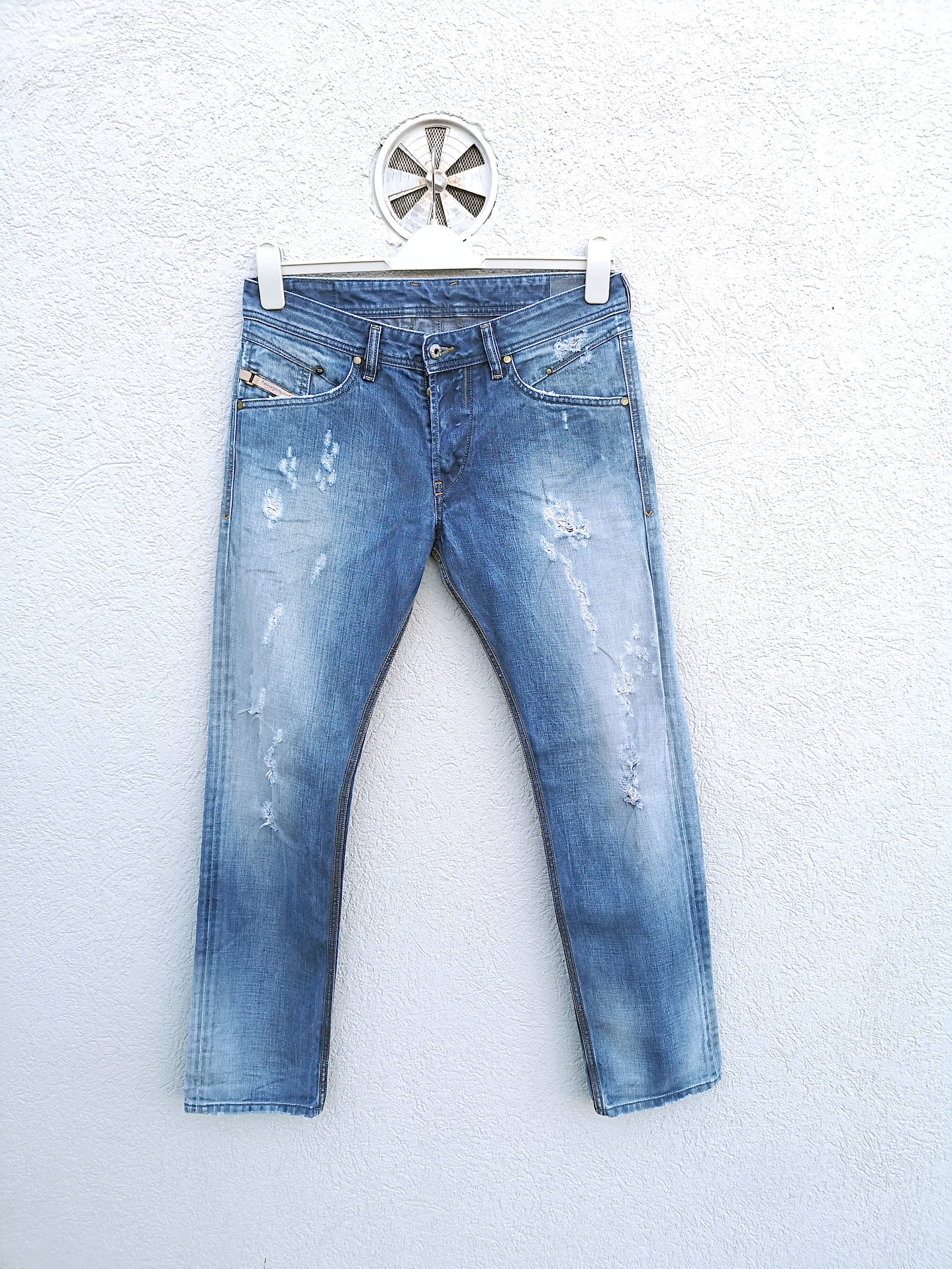 Diesel Industry Mod. Belther Jeans - Blue Distressed Denim , Men's Size ...