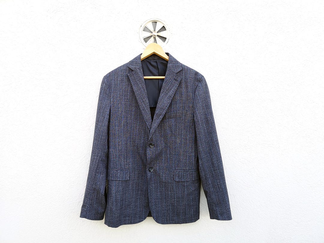 Men's Vintage Italian Blazer by Fabrizio De Angelis – Blue Pinstripe ...