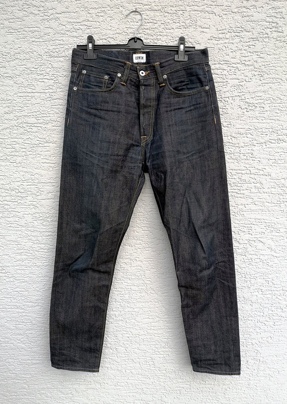 EDWIN Mens Selvedge Denim Jeans - Dark Wash Regular Slim Fit Japanese ...