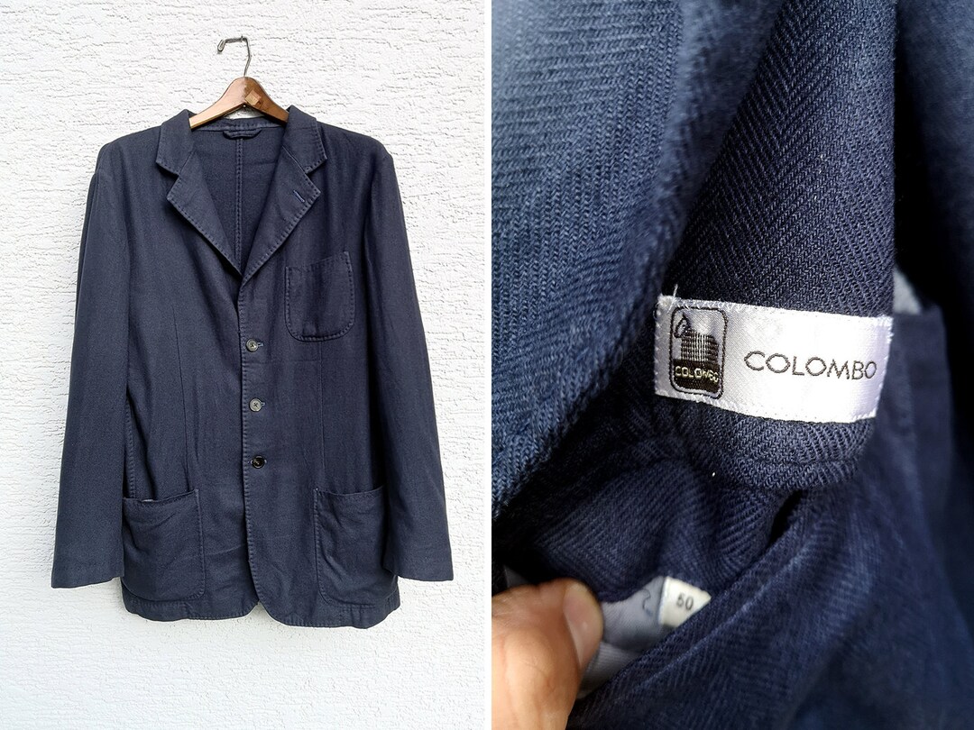 COLOMBO Cashmere Jacket in Denim Blue Size 50 Unstructured Luxury Sport ...
