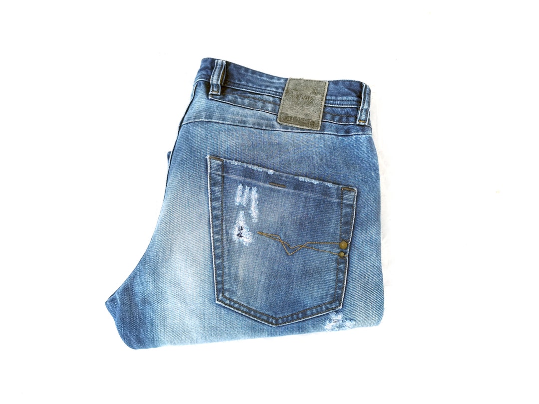 Diesel Industry Mod. Belther Jeans - Blue Distressed Denim , Men's Size ...