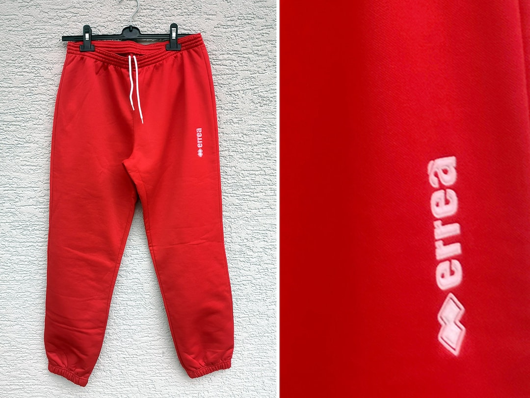 Men's Vintage ERREA Track Pants Red Hip Hop Sport Trousers Size Small ...