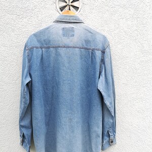 Vintage 90s Used Denim Shirt Large Regular Fit Blue Jeans Shirt for Men ...