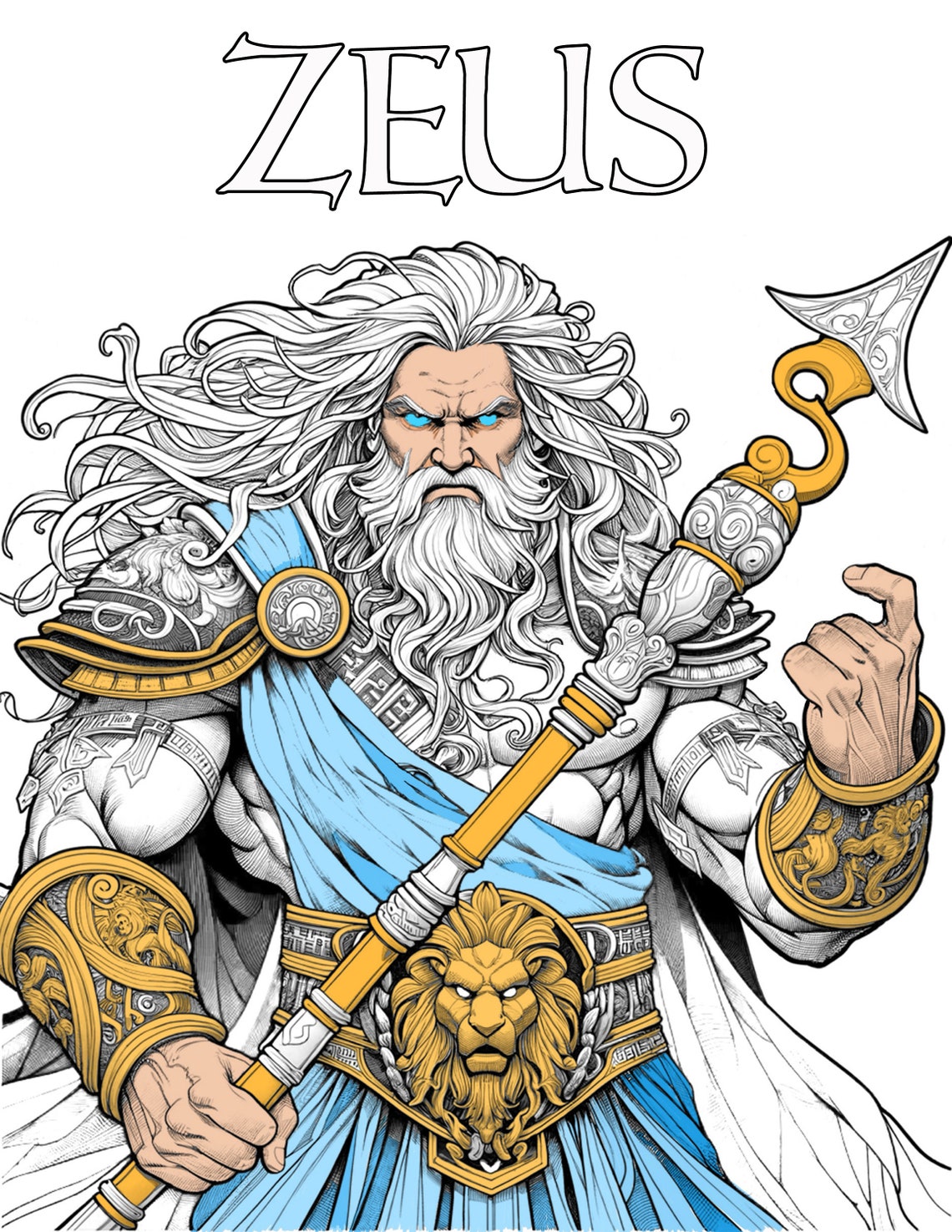 Zeus Coloring Page|god of Thunder|digital - Etsy