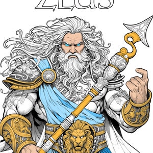 Zeus Coloring Page|god of Thunder|digital - Etsy