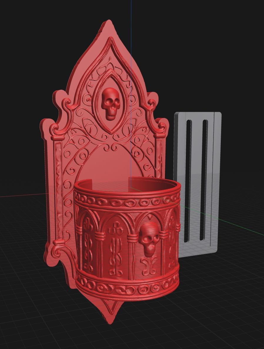 Gothic Wall Planter STL | Gothic Planter 3D Print File | Skull Wall ...