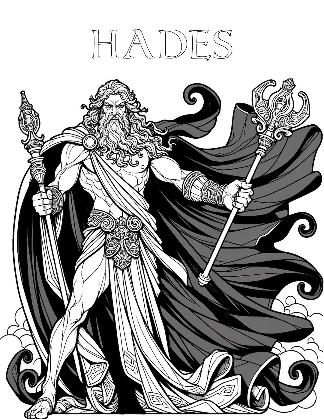 Hades Coloring Pagegod of the Underworlddigital - Etsy