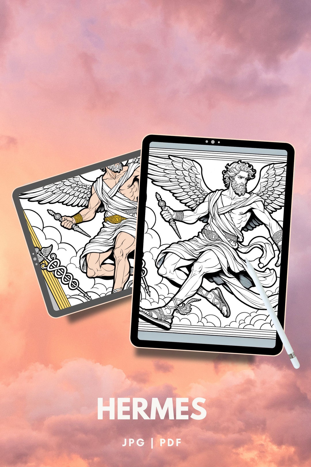 Hermes Coloring Page|god of Luck and Fertility|digital - Etsy