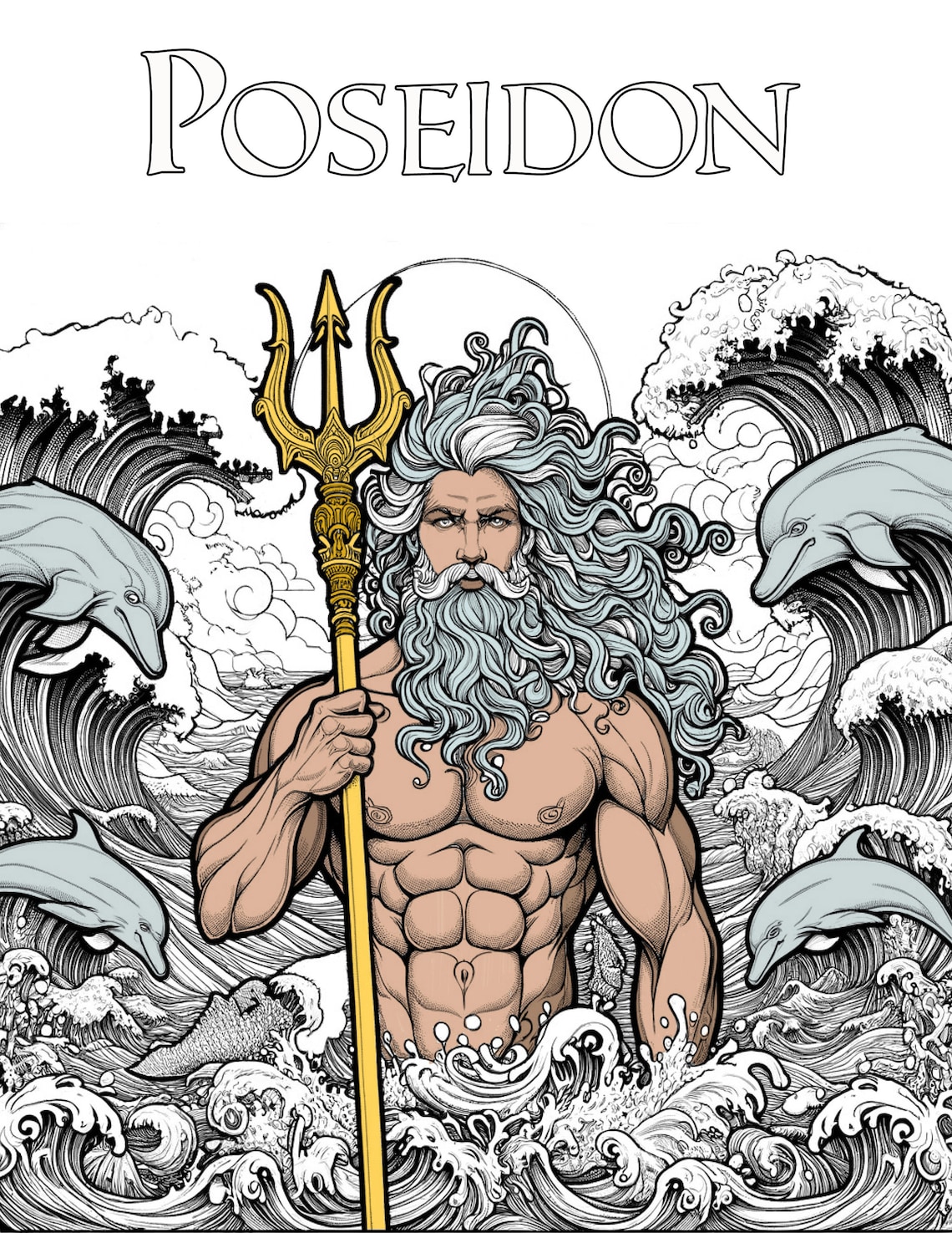 Poseidon Coloring Page|god of Sea and Land|digital - Etsy
