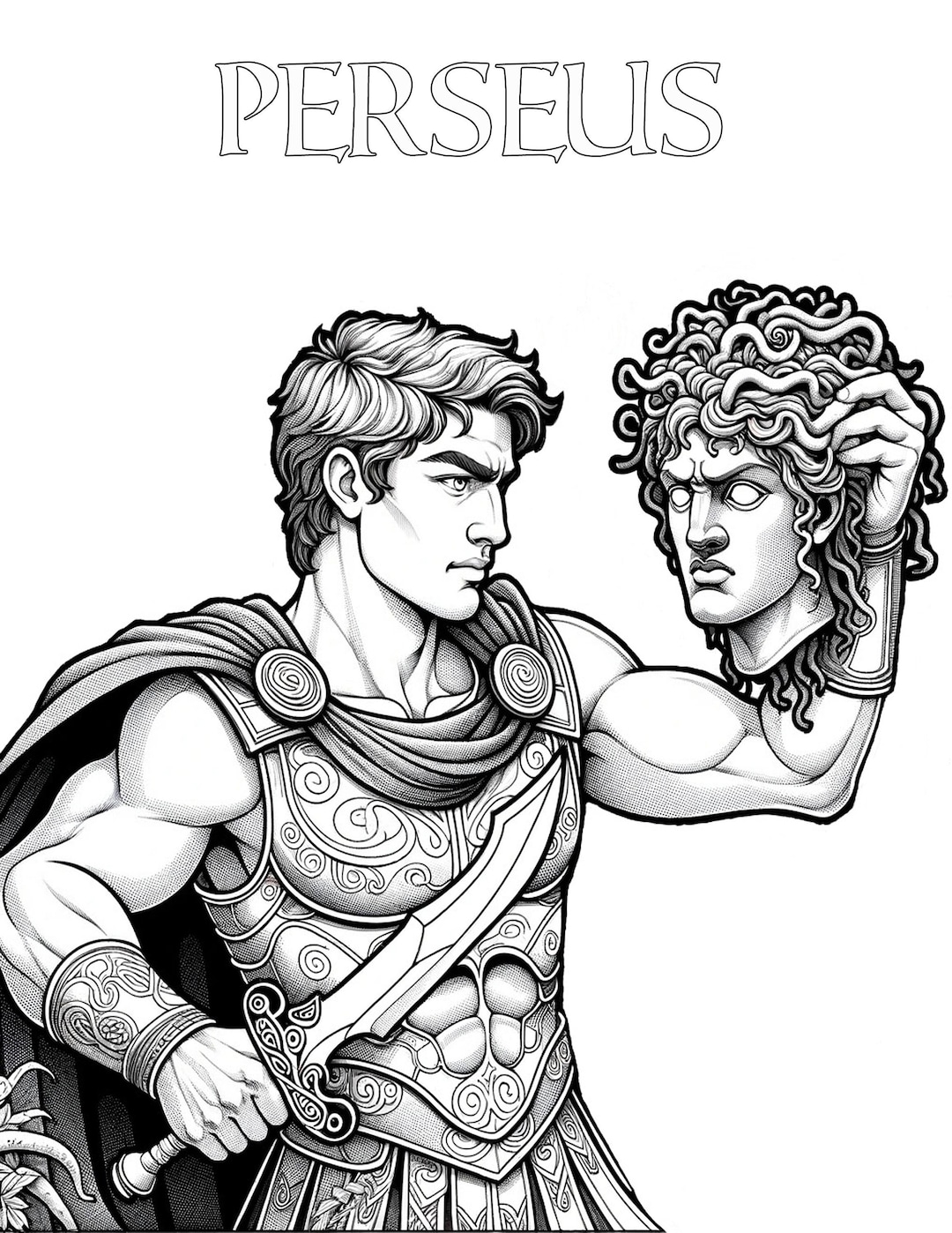 Perseus Coloring Pagedivine Hero's Journeydigital - Etsy