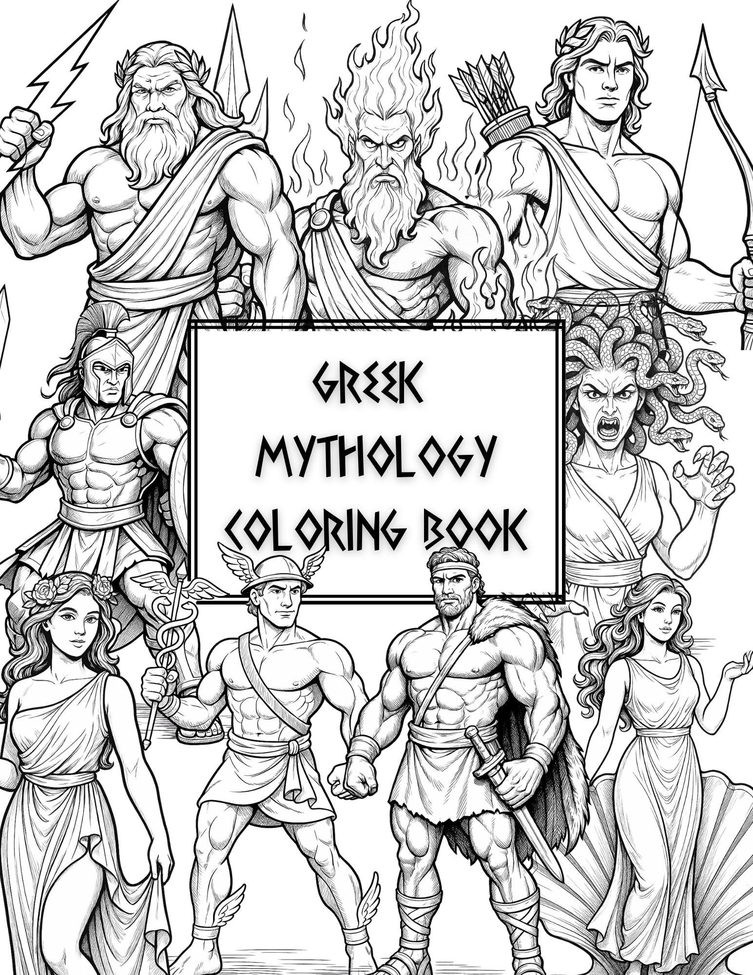 Greek Gods and Monsters Coloring Book: 23 Printable Pages (digital ...
