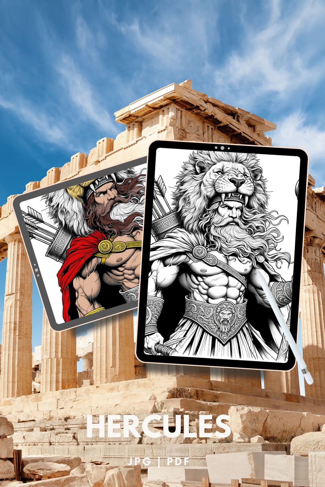 Hercules Coloring Page|divine Hero's Journey|digital - Etsy