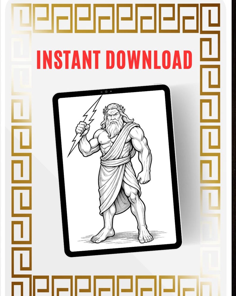 Greek Gods and Monsters Coloring Book: 23 Printable Pages (digital ...