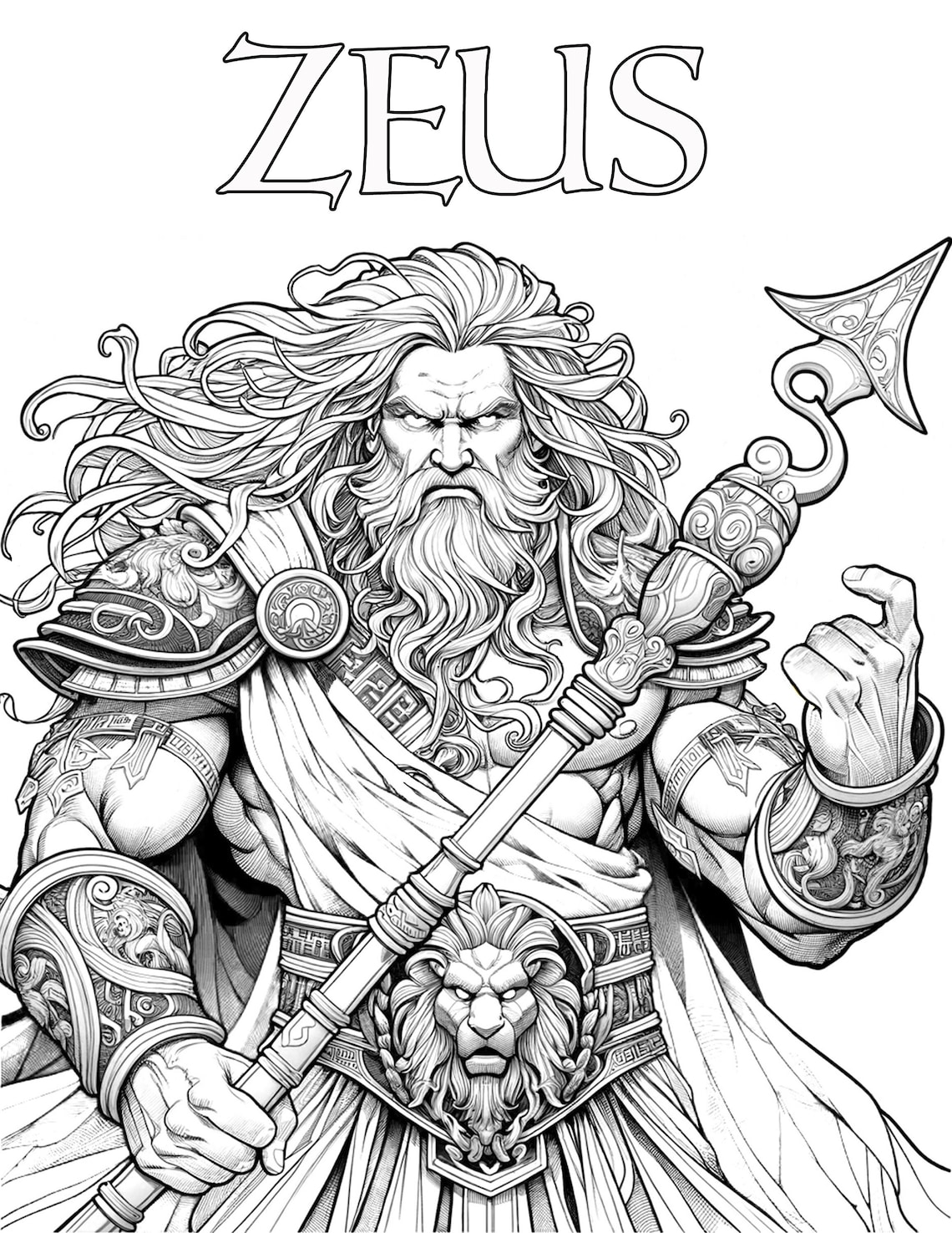 Zeus Coloring Pagegod of Thunderdigital - Etsy
