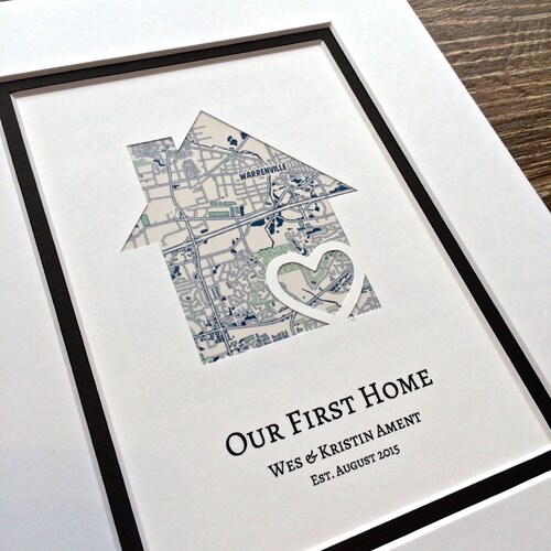 Our First Home Personalized Home Map Matted Gift First - Etsy
