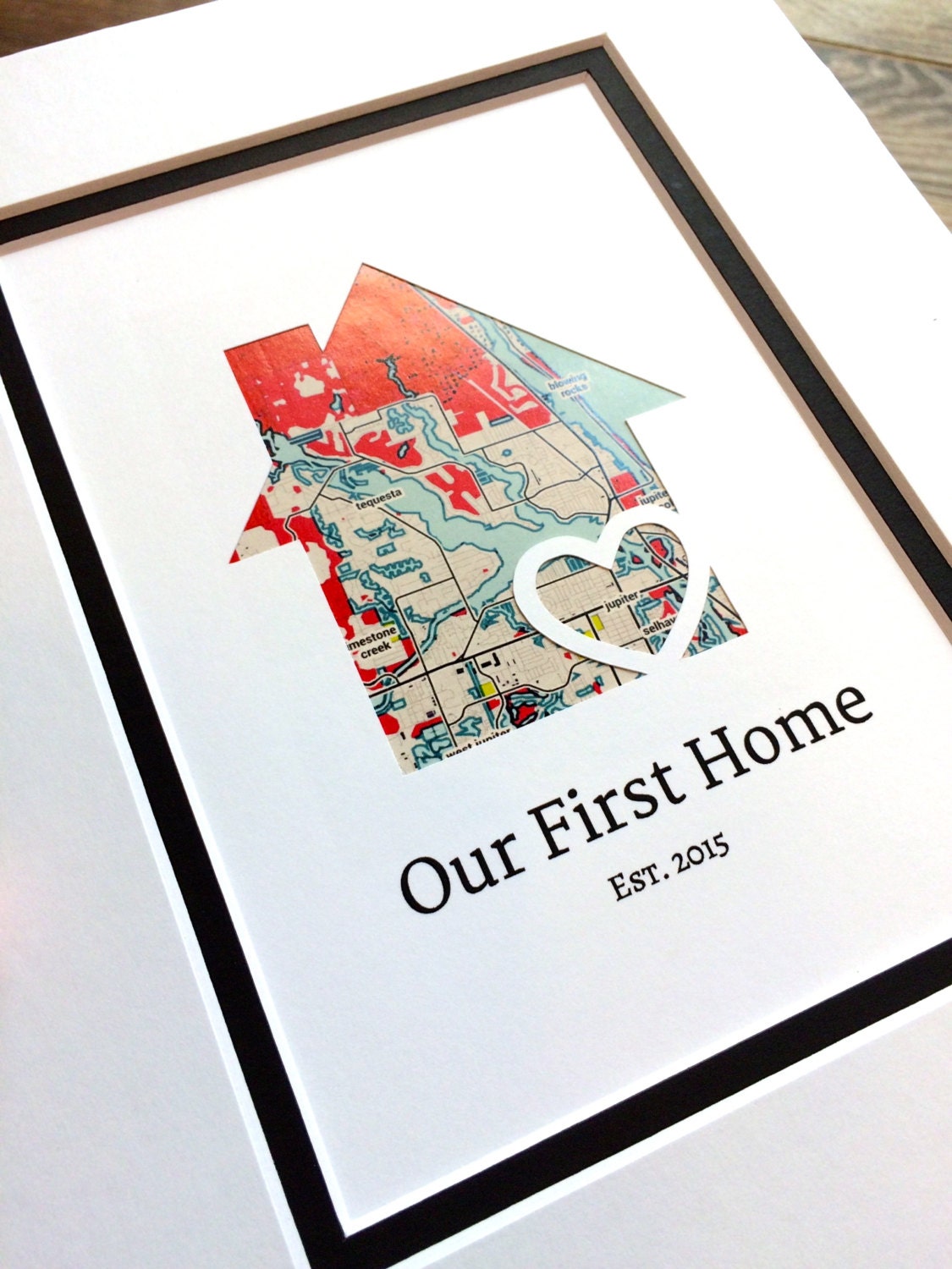 Our First Home Personalized Home Map Matted Gift First - Etsy