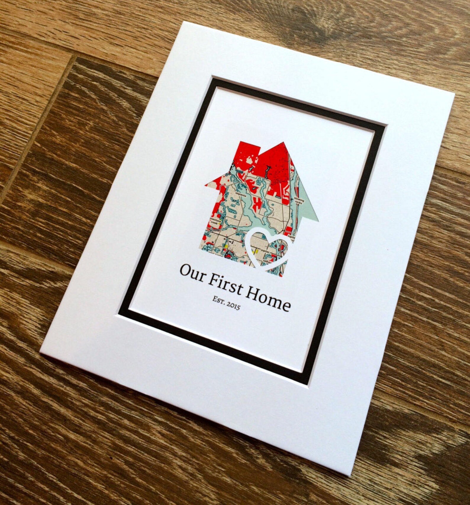 Our First Home Personalized Home Map Matted Gift First - Etsy