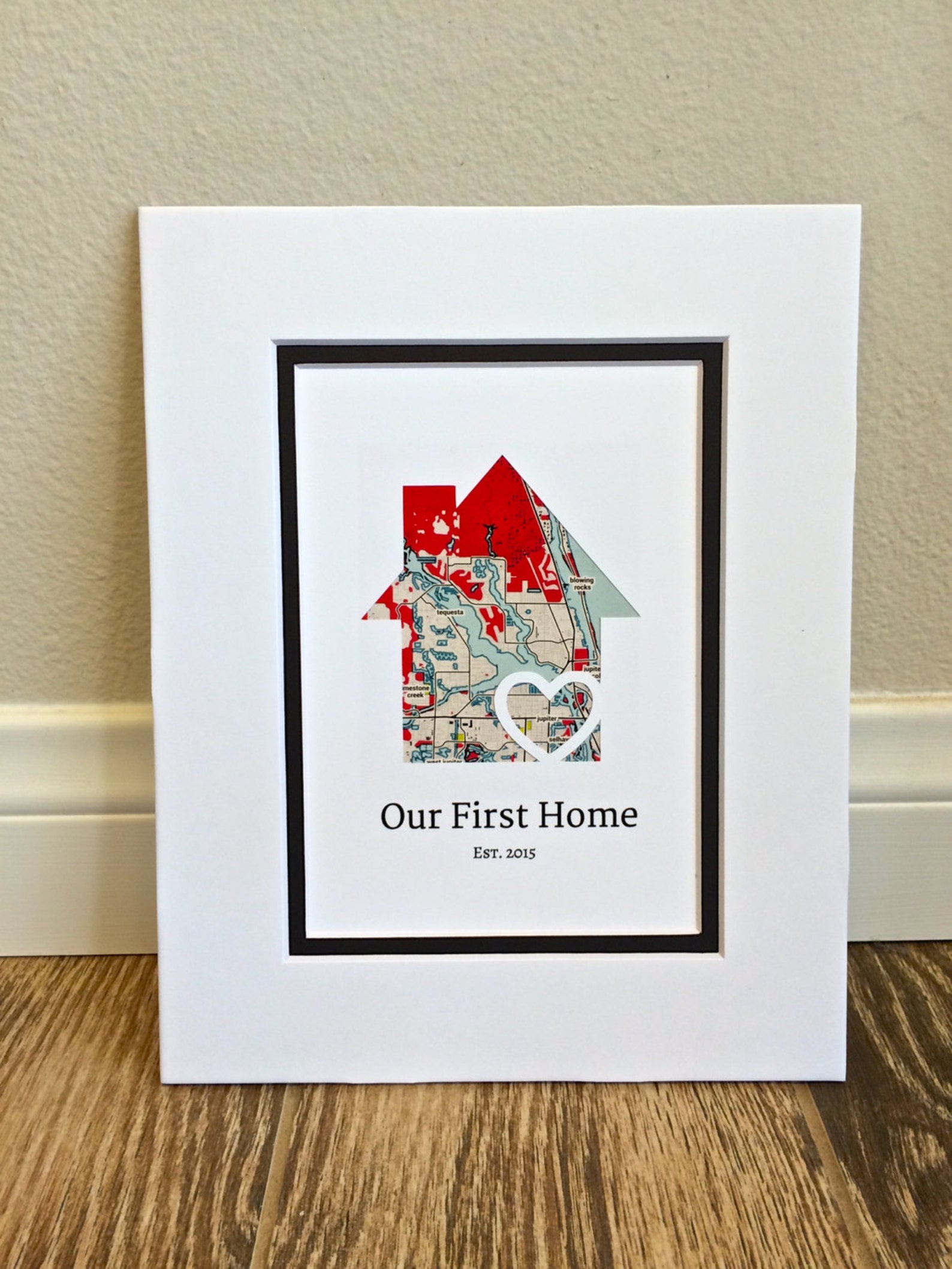 Our First Home Personalized Home Map Matted Gift First - Etsy