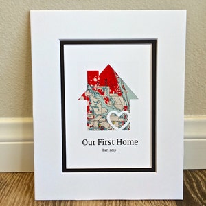 Our First Home Personalized Home Map Matted Gift First - Etsy