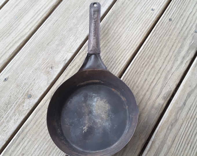 Vintage National Cowboy Skillet 8 1/2" Tin Frying Pan Campfire Stove or ...