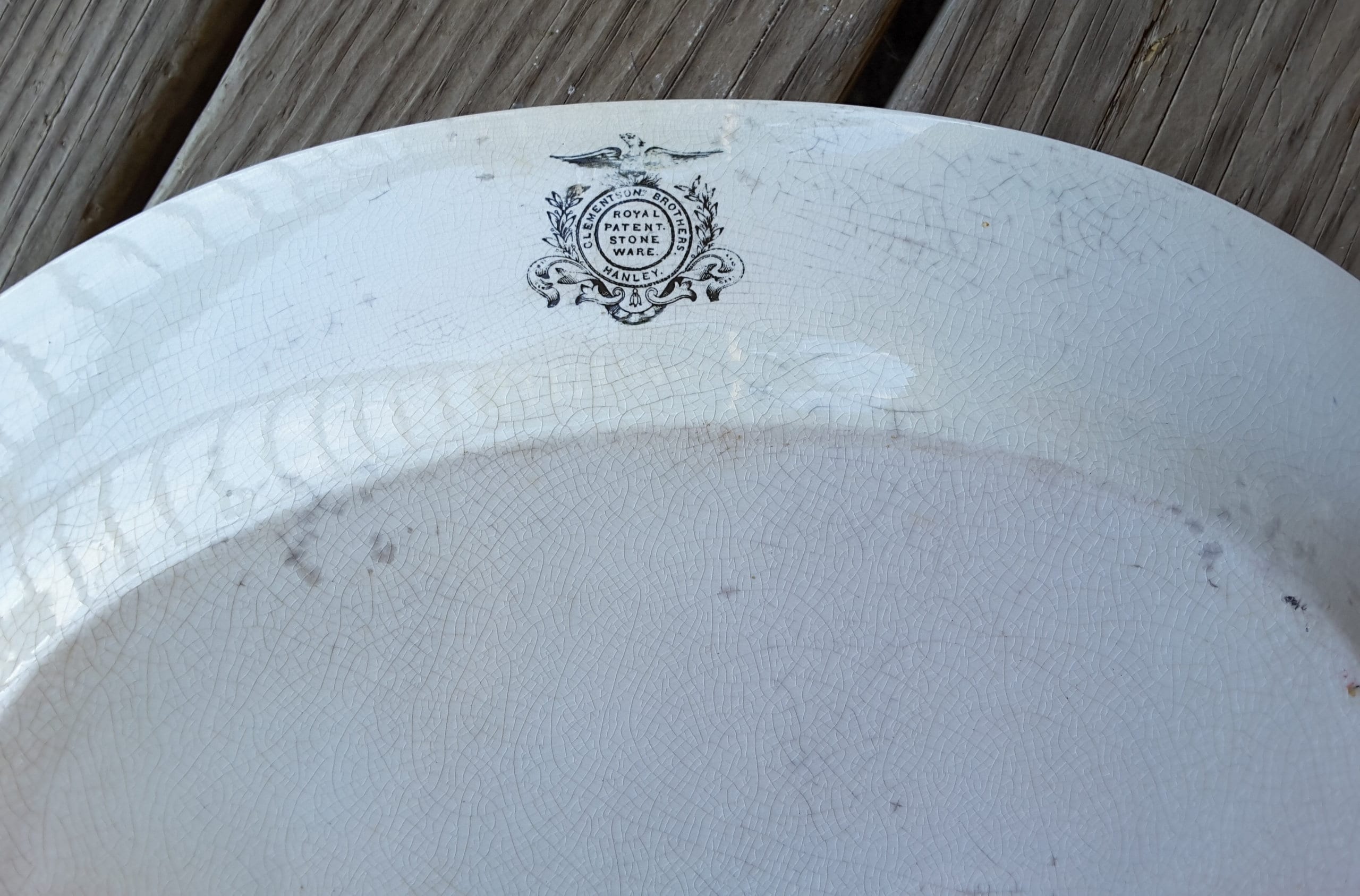 Antique Clementson Brothers Royal Patent Stoneware Hanley Large White ...
