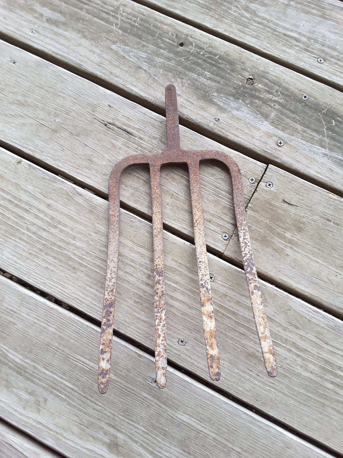 Vintage Antique Cast Iron HAY FORK Potato Fork Bulb Digger 4 Tine Head ...