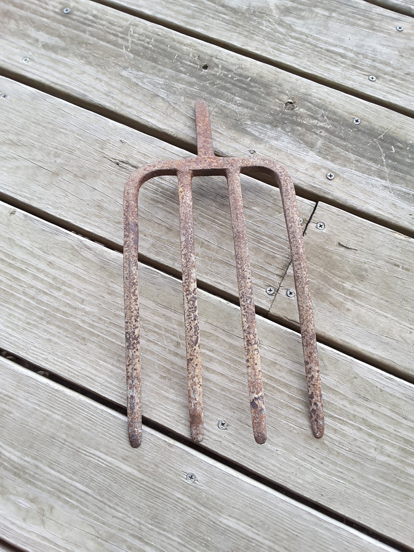 Vintage Antique Cast Iron HAY FORK Potato Fork Bulb Digger 4 Tine Head ...