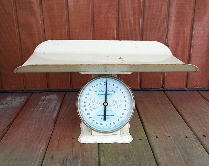 Vintage Midcentury American Family 30 Lb Nursery Scale White With Tray ...