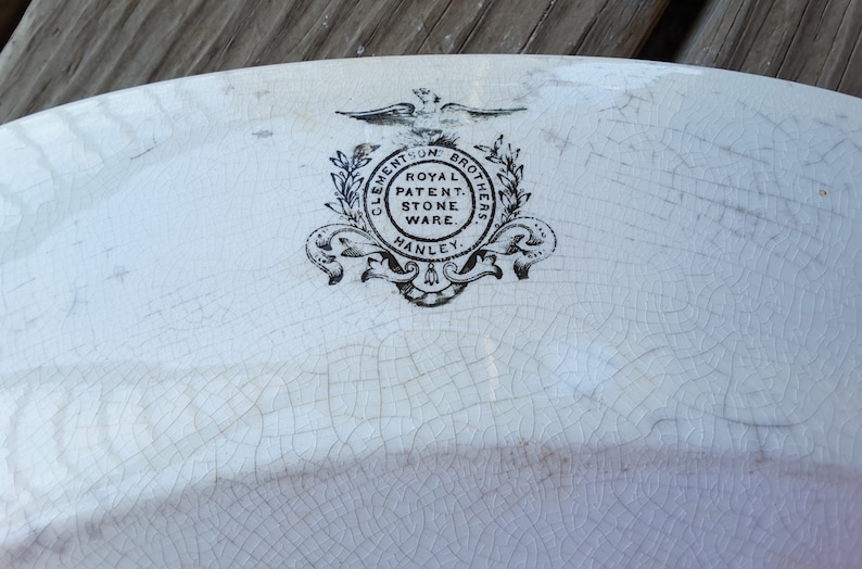 Antique Clementson Brothers Royal Patent Stoneware Hanley Large White ...