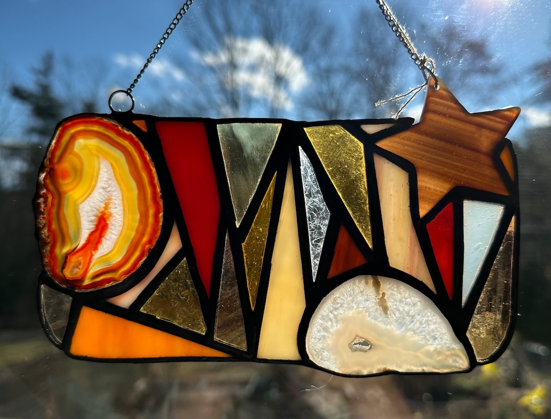 Abstract Agate Stained Glass Suncatcher - Etsy