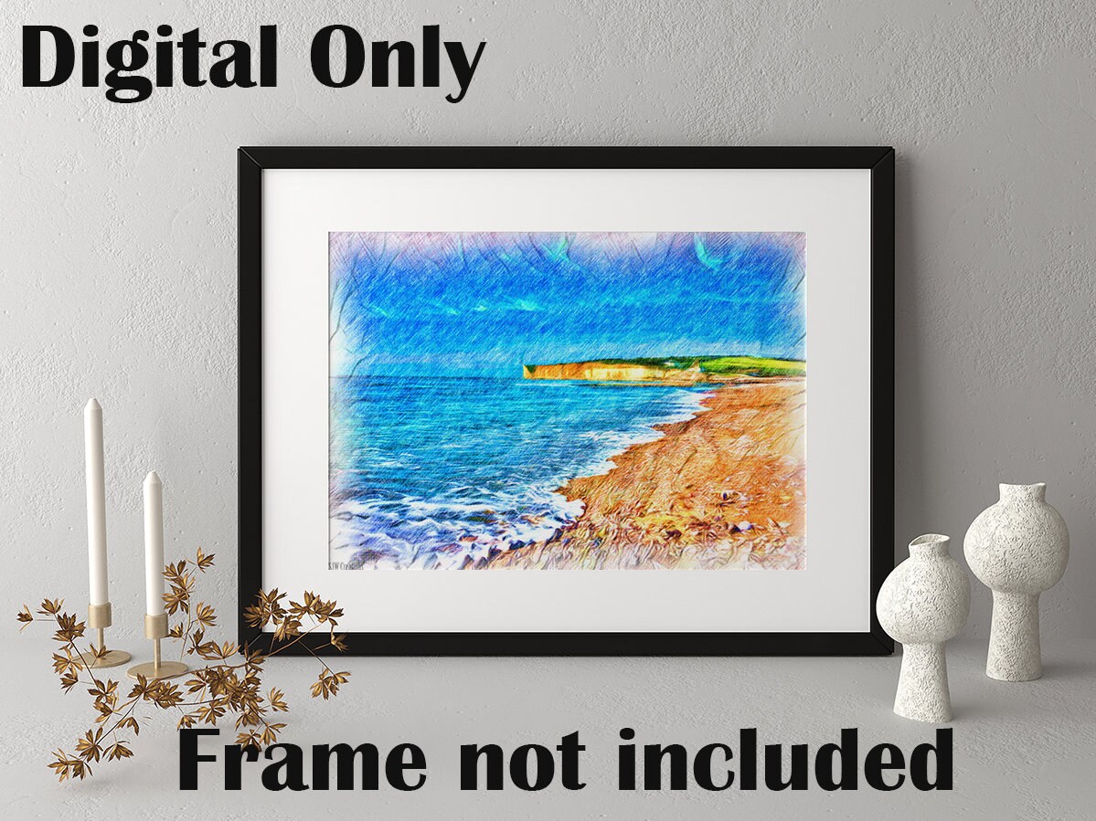 Digital Printable Download Beachy Head Seven Sisters Art | Etsy