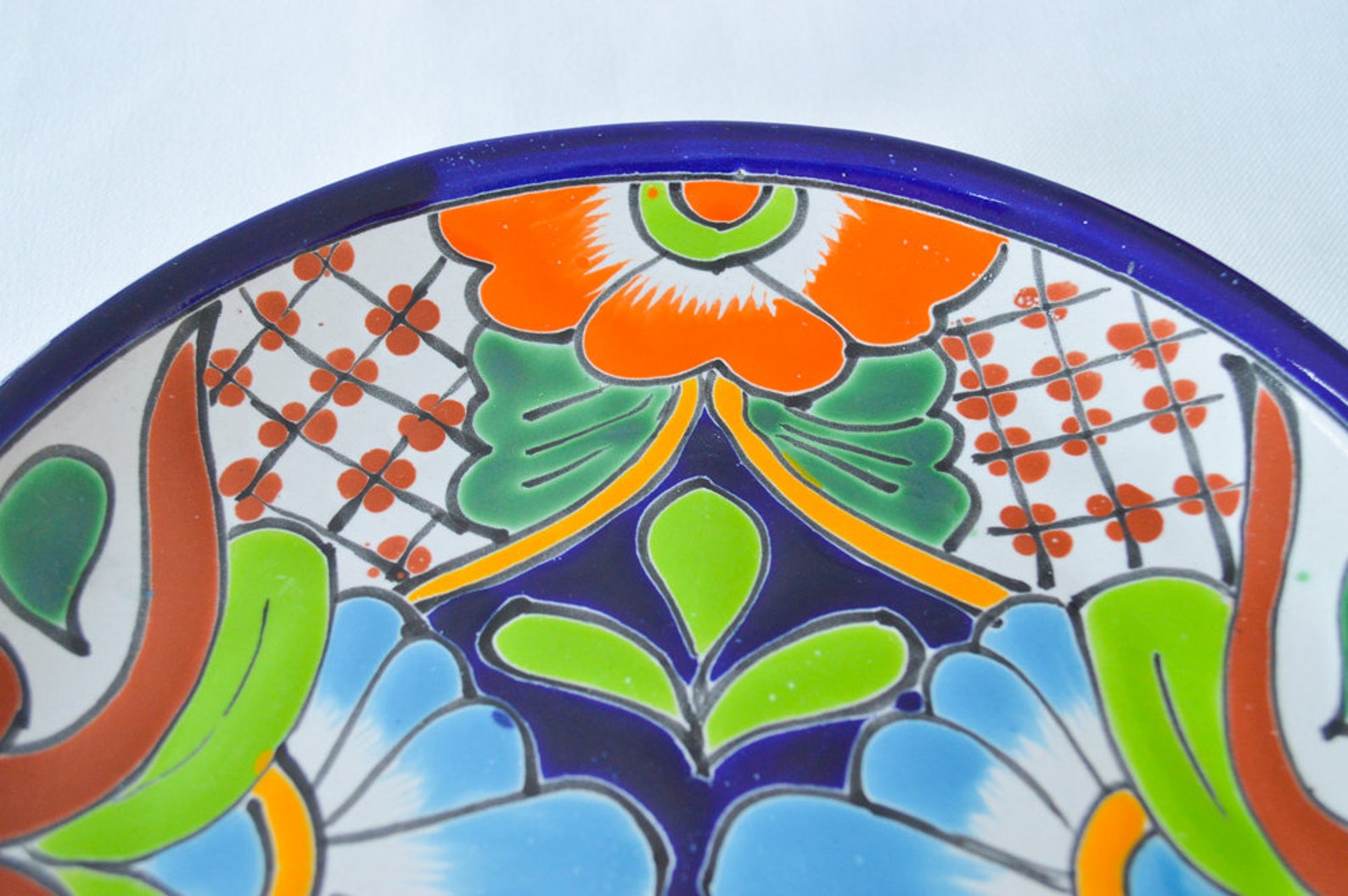 Talavera White and Blue Dish - Etsy