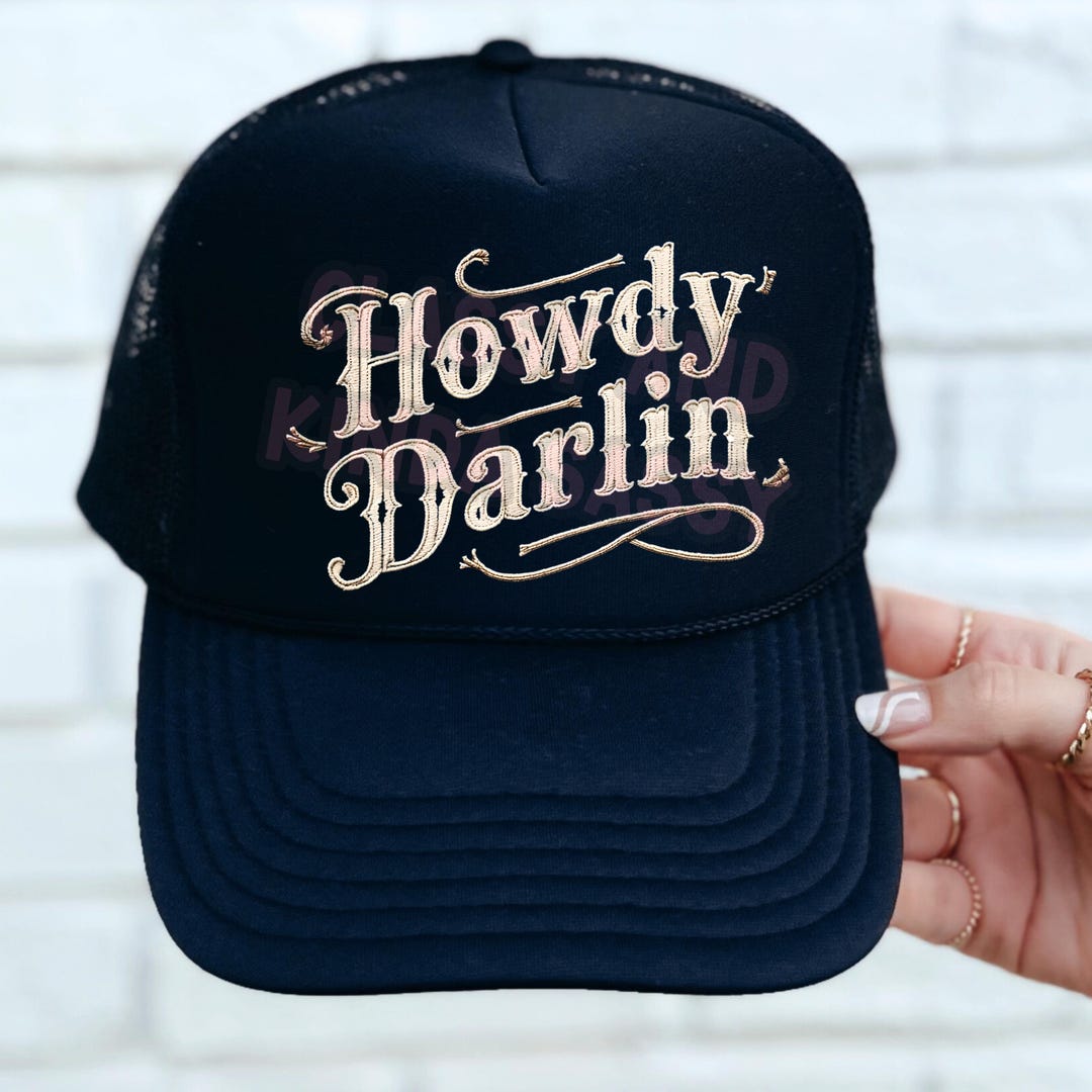 Howdy Darlin Faux Hat Patch, Faux Embroidery Hat Patch, Trucker Hat ...