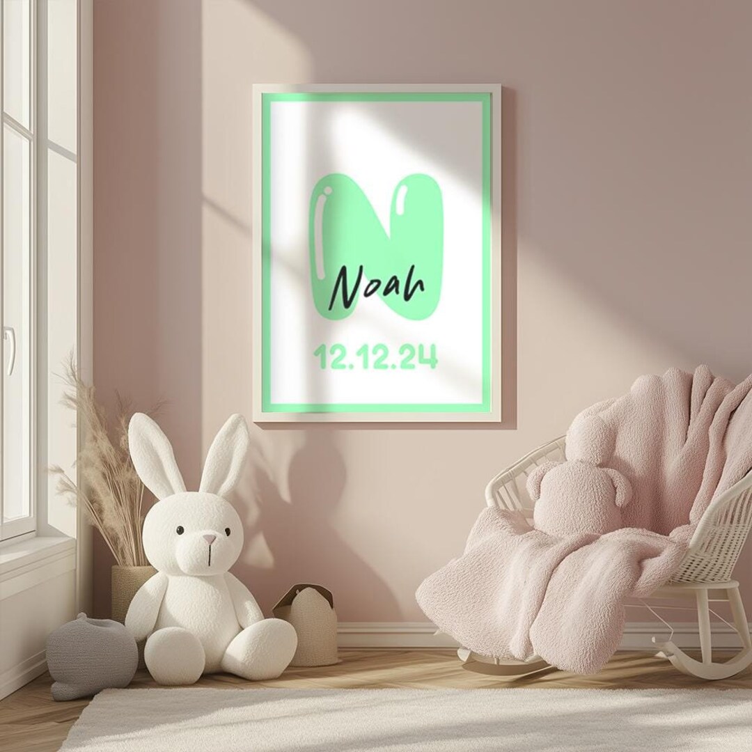 Personalized Baby Name Art Nursery Initial Print Custom Newborn Wall ...