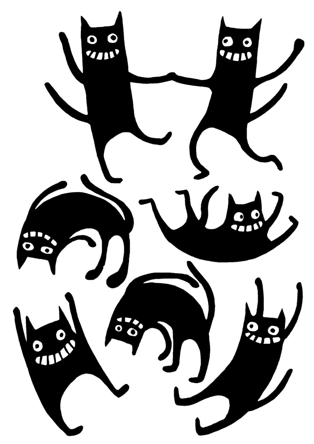 7 Cat Vinyl Decal Stickers - Wall . Laptop . Car . Window . Mirror ...