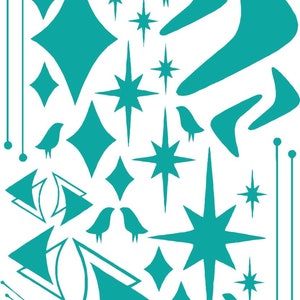 Set of Mid-century Modern Decals - Starbursts Boomerangs Diamonds Retro ...
