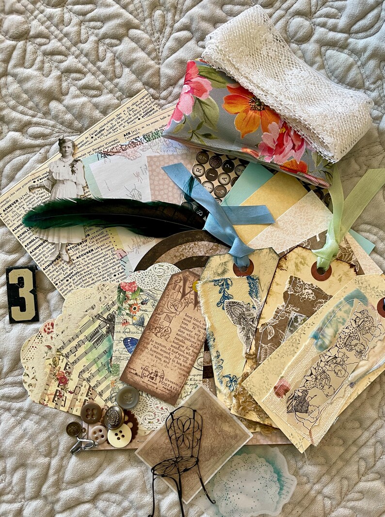 Junk Journal Snippets and Paper Pack, Choose 1-4, Sewing, Feathers, Tim ...