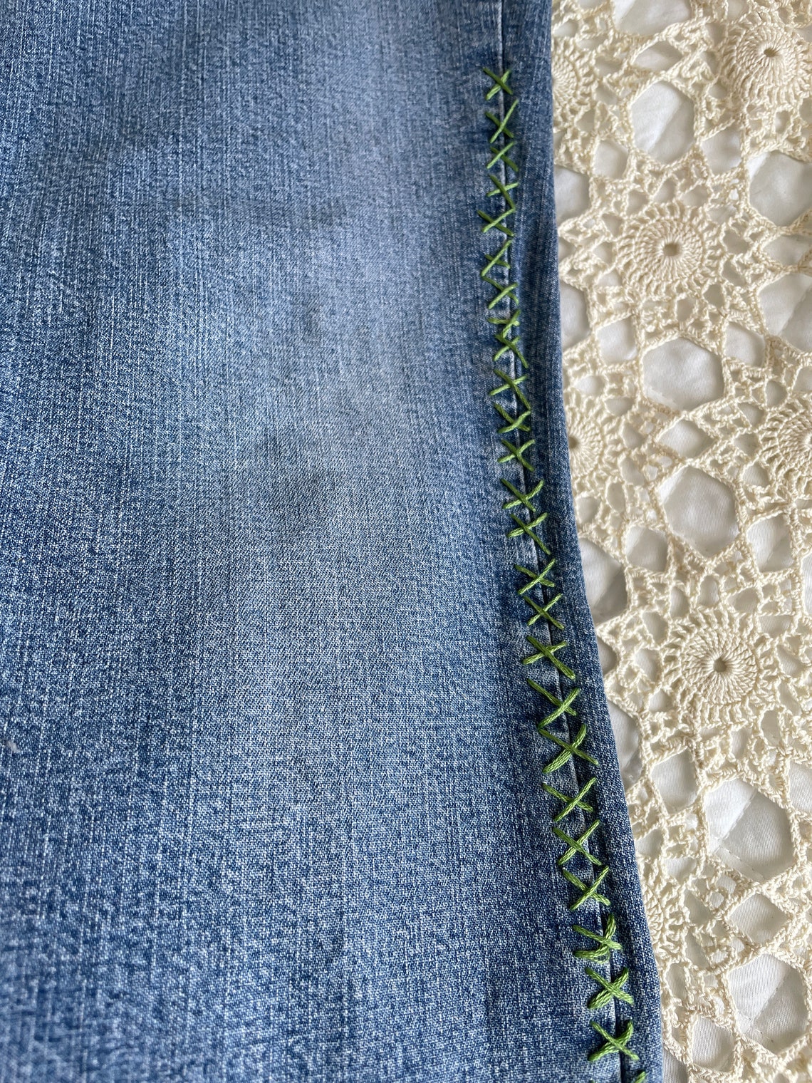 Patchwork Kantha Upcycled Vintage Levis Boho Jeans OOAK 7M - Etsy