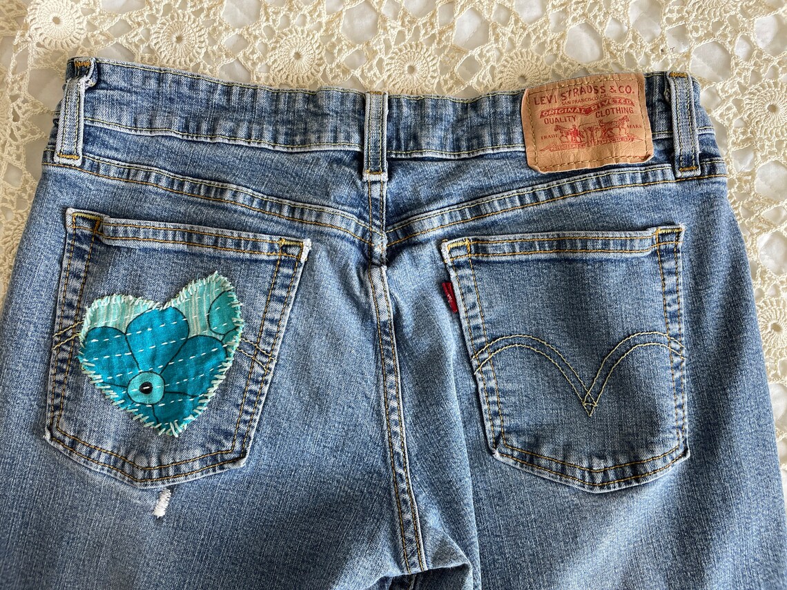 Patchwork Kantha Upcycled Vintage Levis Boho Jeans OOAK 7M - Etsy