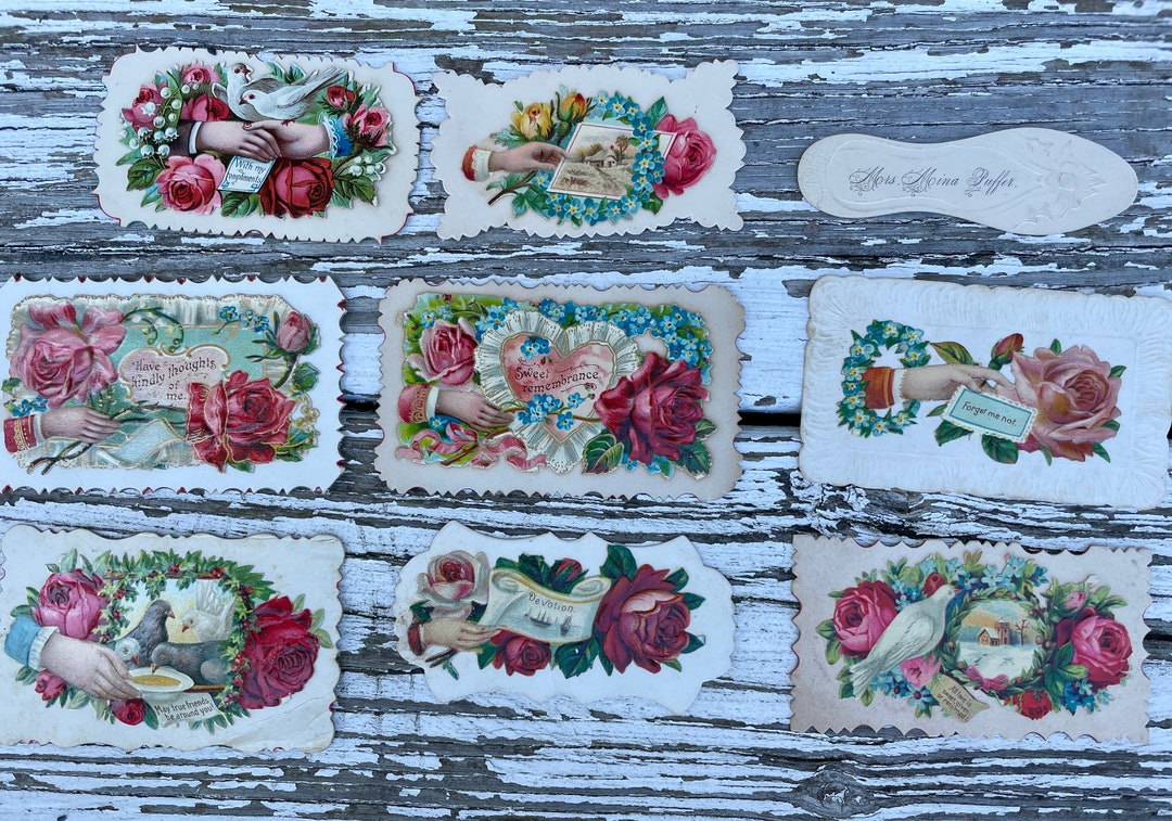 Antique 1800s Victorian Die Cut Calling Cards: Flowers, Birds, Junk ...
