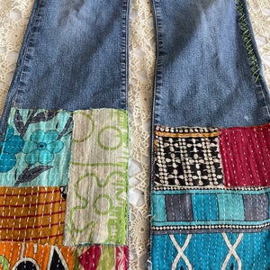 Patchwork Kantha Upcycled Vintage Levis Boho Jeans OOAK 7M - Etsy